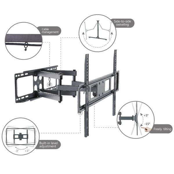 Emerald Full Motion Black Wall Mount Holds up to 220 lbs & Reviews ...