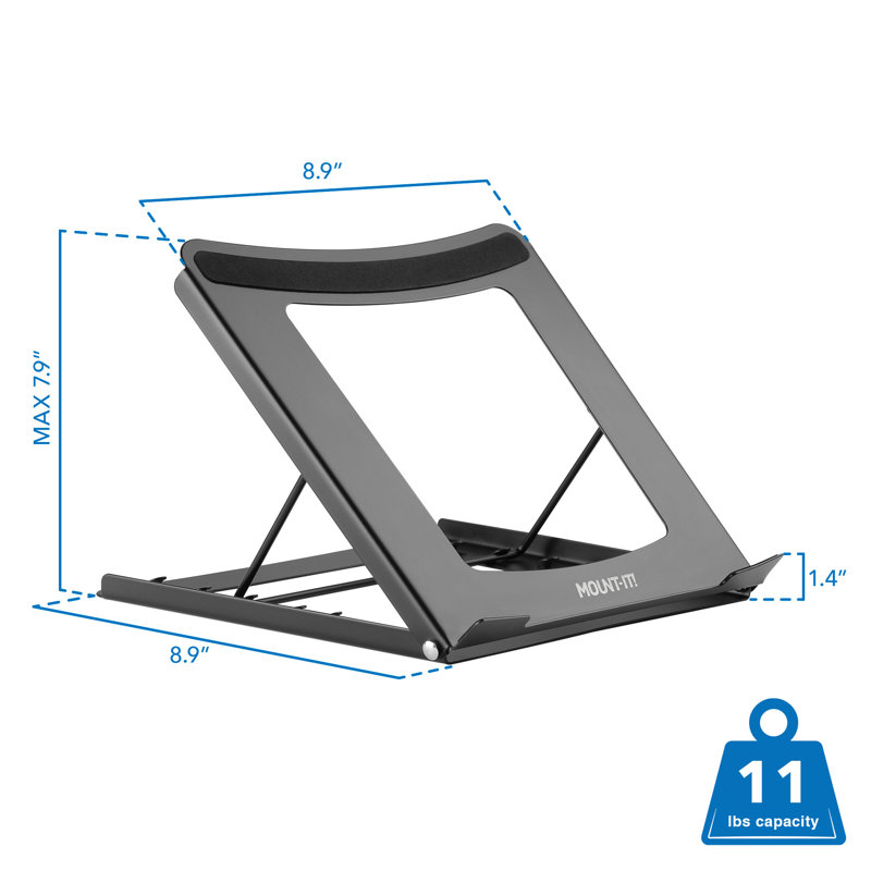 Mount-It! Height Adjustable Mesh Laptop Stand for Desk | Black Solid ...