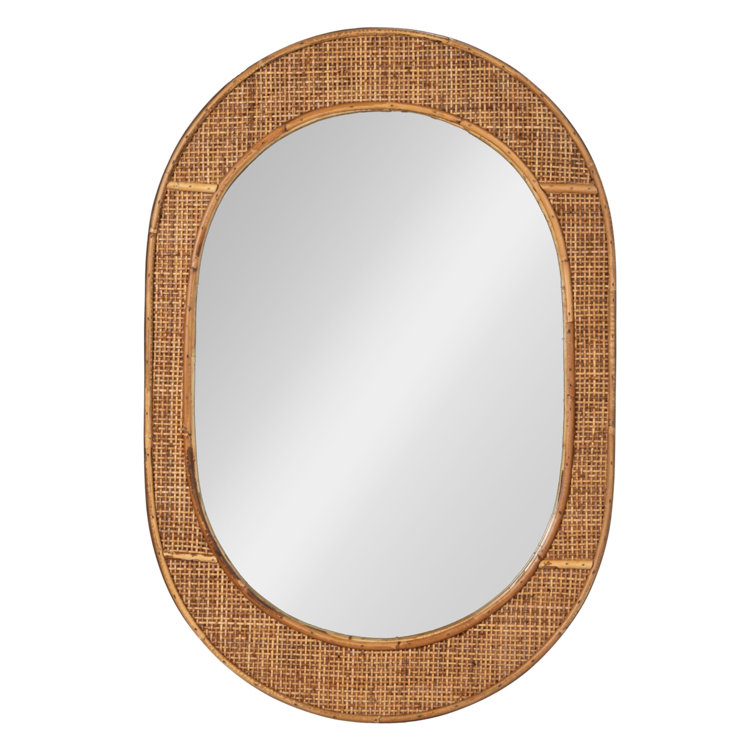 Bay Isle Home Fiqueroa Oval Bamboo and Rattan Framed Wall Mirror | Wayfair