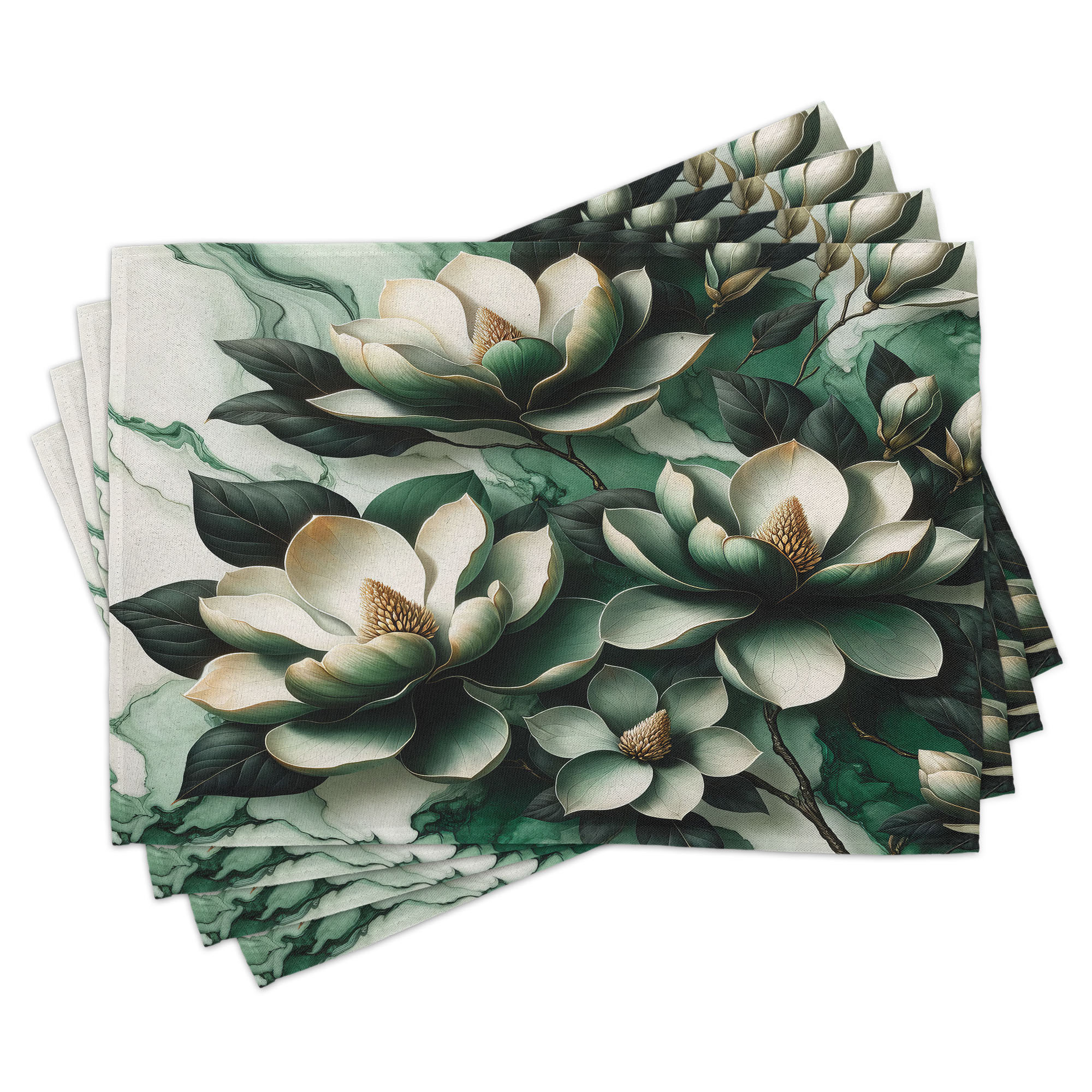 Ambesonne Dark Green Place Mats Set of 4 Magnolia Blooming Garden ...