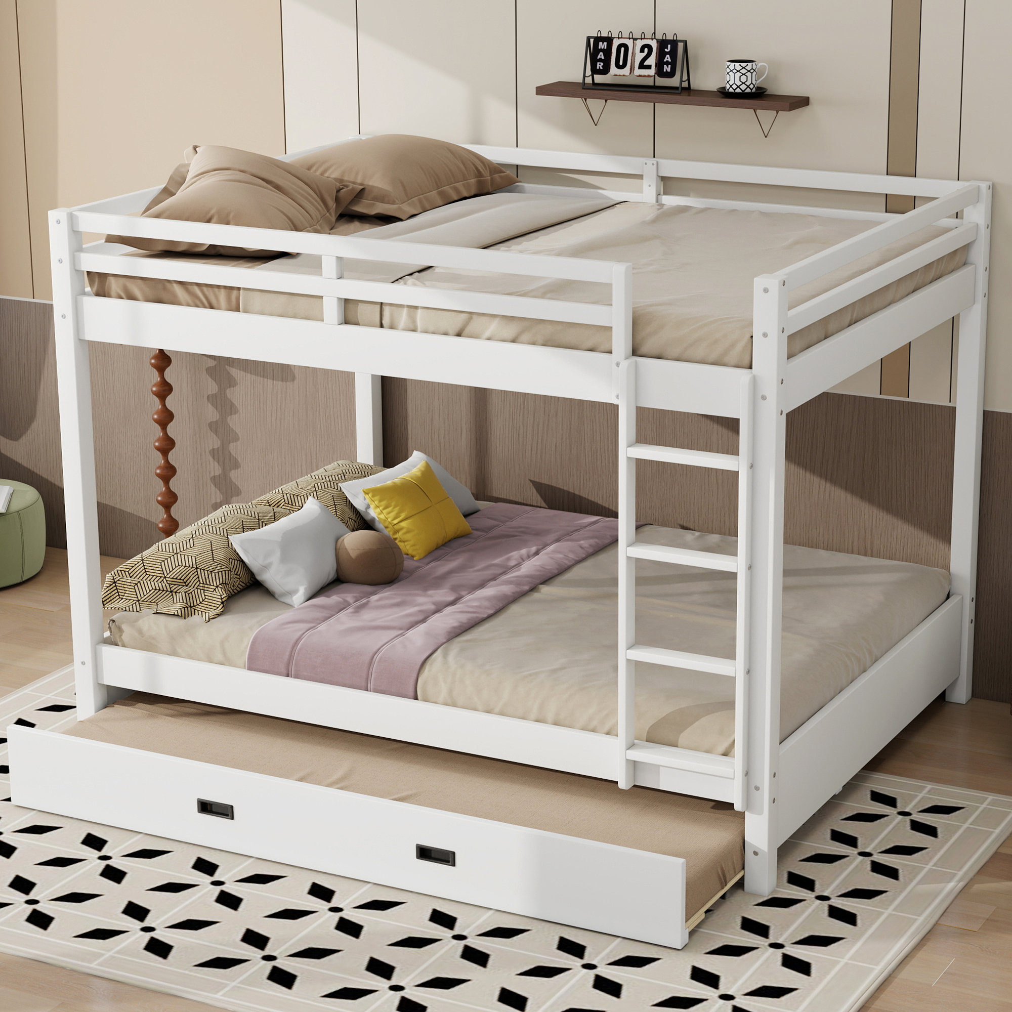 Harriet Bee Queen Over Queen Bunk Bed With Trundle | Wayfair