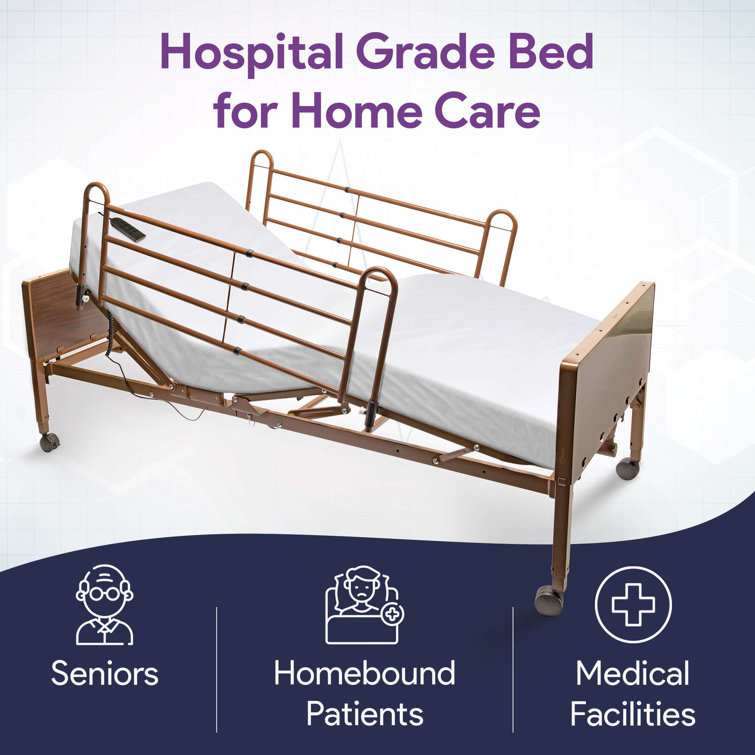 Alwyn Home Aldobrando Semi-Electric 36" Wide Hospital Bed for Home Use ...