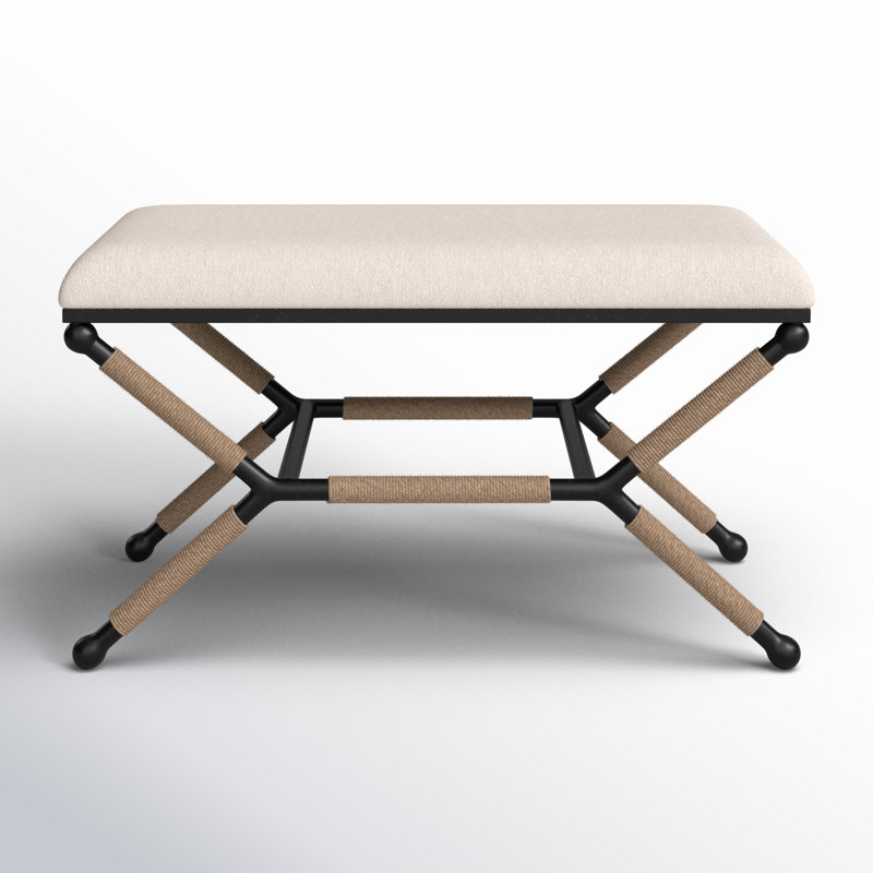 Birch Lane™ Pippa 36" Metal Upholstered Backless Campaign Bench with ...