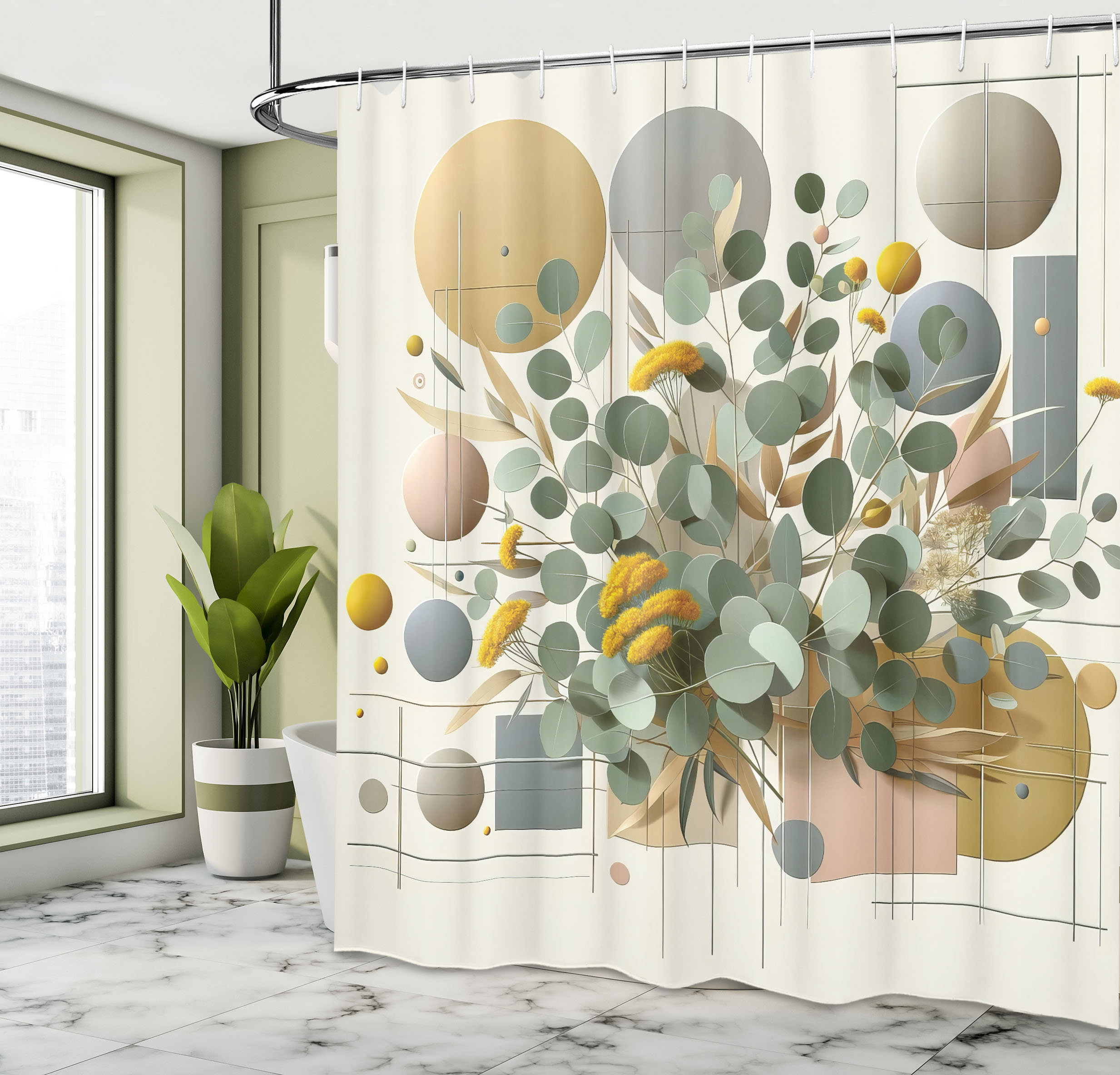 East Urban Home Eucalyptus Leaves Shower Curtain Blooming Geometry ...