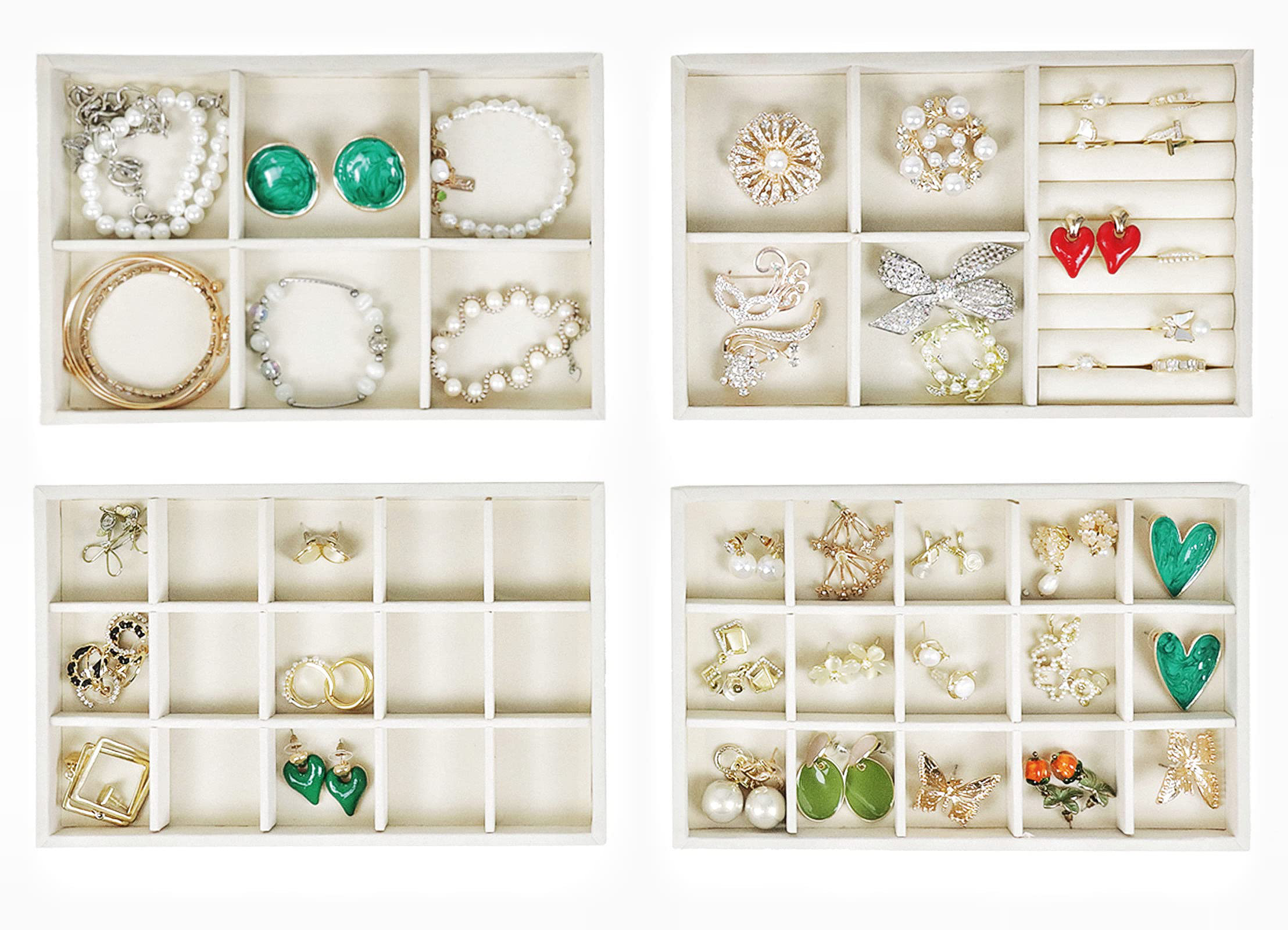 Latitude Run® Set Of 4 Stackable Jewelry Trays Organizer, Velvet ...