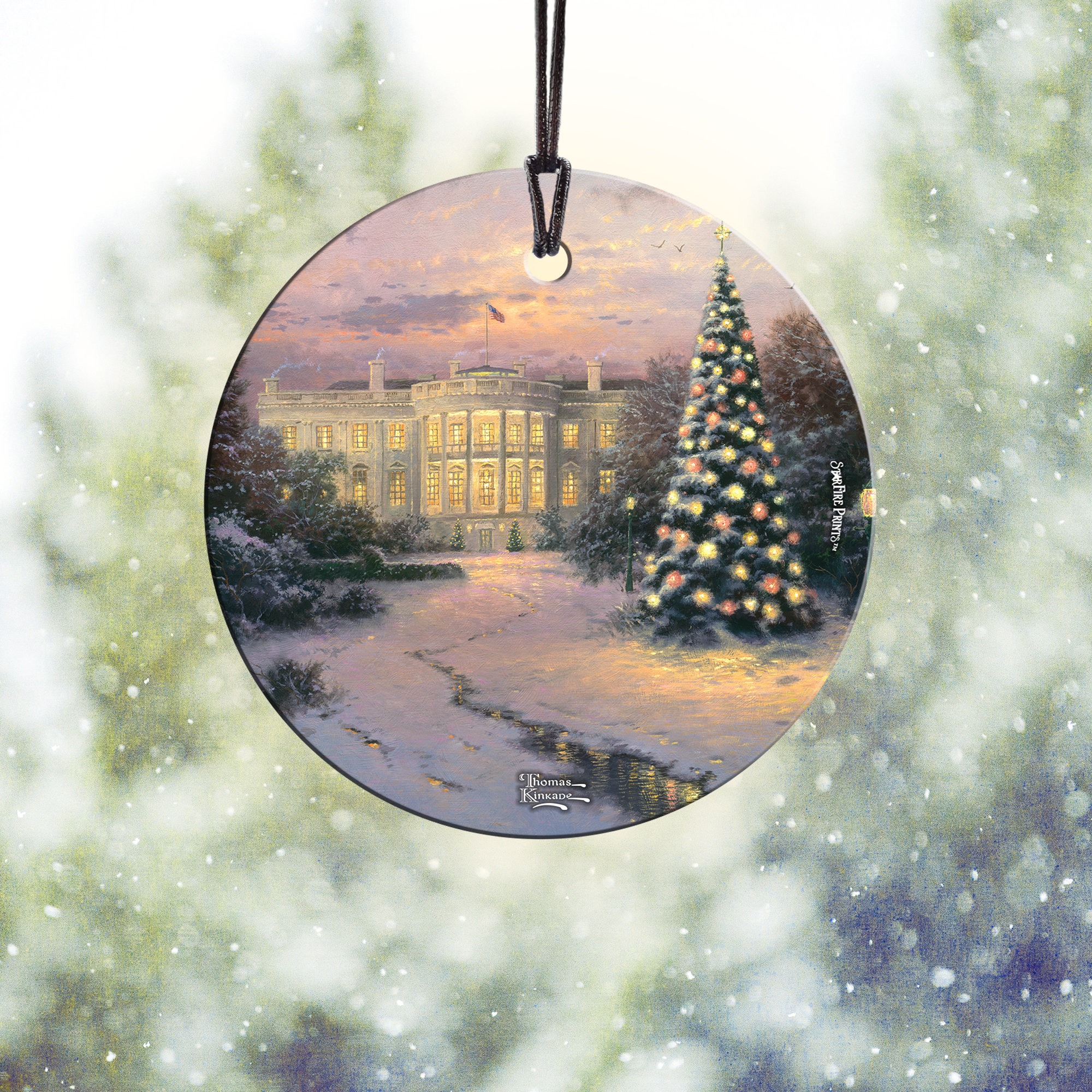 Trend Setters Thomas Kinkade the Lights of Liberty Hanging Glass Print ...