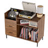 George Oliver Record Player Stand With Power Outlet & Flip-Down Lid ...