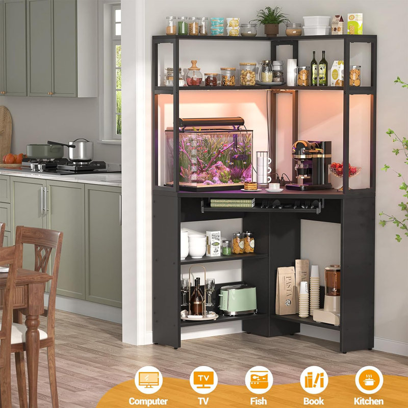 Inbox Zero Meridel 29.5'' W Corner Computer Desk with Storage, Power ...