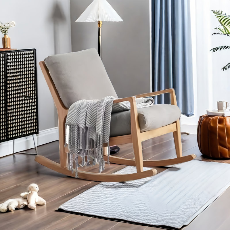 Corrigan Studio® Modern Upholstered Solid Wood Rocking Chair | Wayfair