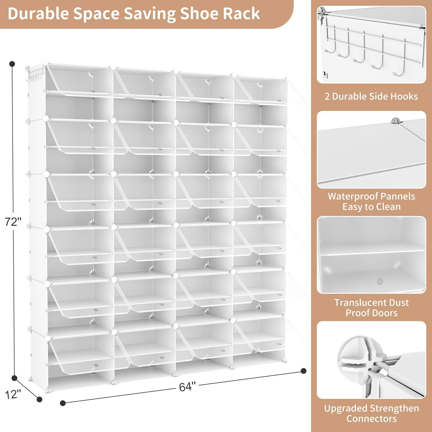 Rebrilliant Shoe Storage Cabinet, 12-Tier Shoe Organizer 96 Pairs Extra ...