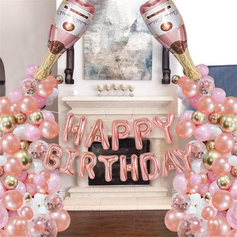 The Party Aisle™ Rose Gold Champagne Bottle Balloon Garland Arch Kit ...