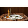 Lorren Home Trends Bone China Dinnerware Set, White With Gold Trim ...