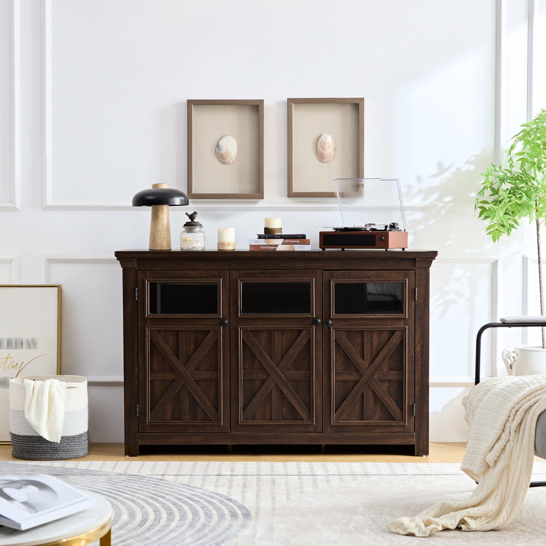 Gracie Oaks 3 Doors Cabinet, , Spacious Storage For Dining Room ...