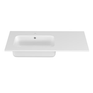 ZEAFIVE 42" Solid Surface Single Bathroom Vanity Top Drop In White With ...