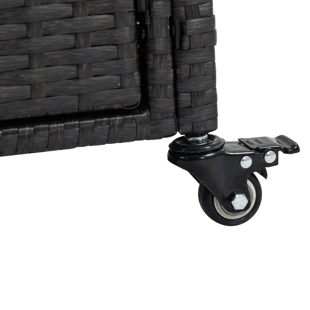 Arlmont & Co. Senona Portable Outdoor Wicker Bar Table, Wheels, Glass ...