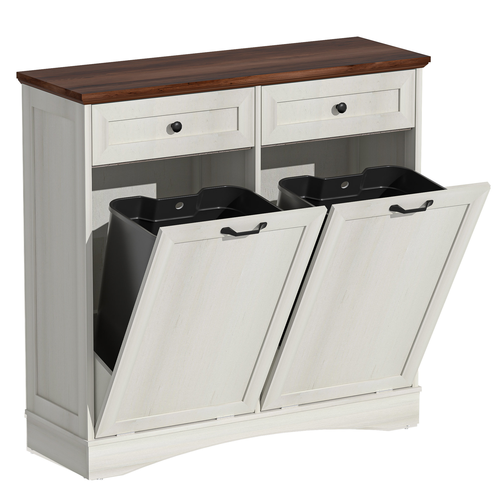 AHB Double Tilt Out Trash Cabinet 13 Gallon Kitchen Waste Bins ...