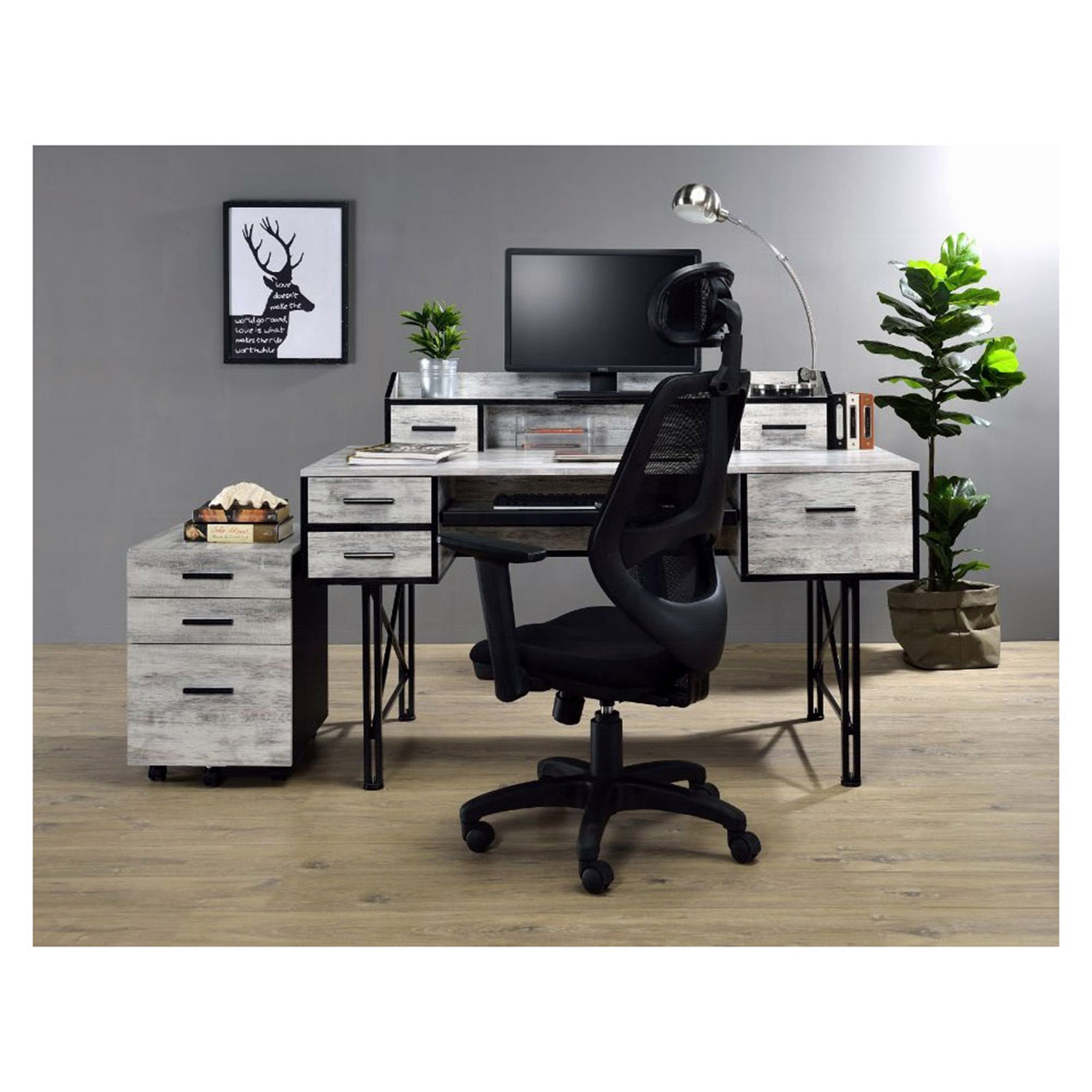 17 Stories Black 5-Drawer Computer Desk - Wayfair Canada