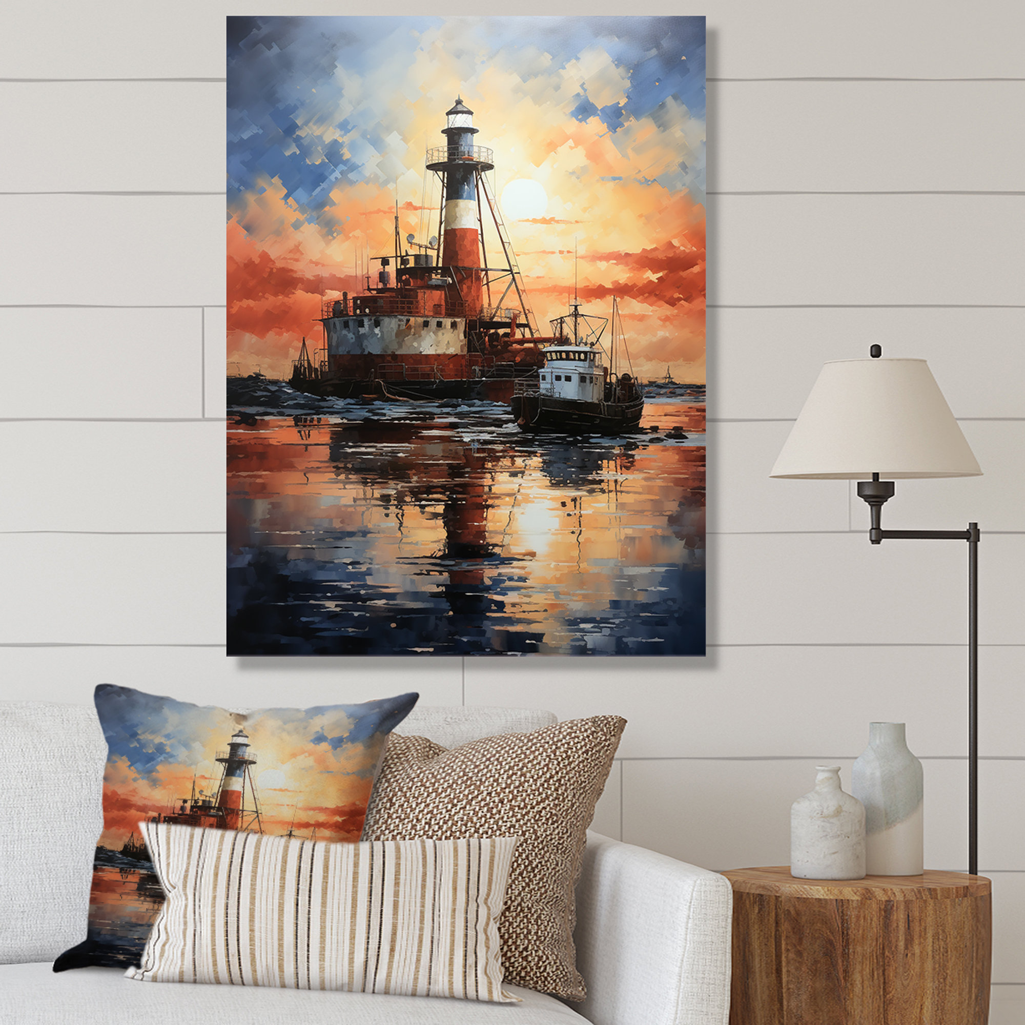 Longshore Tides Ishanvi Orange Oil Rigs Fields In Texas Framed On ...