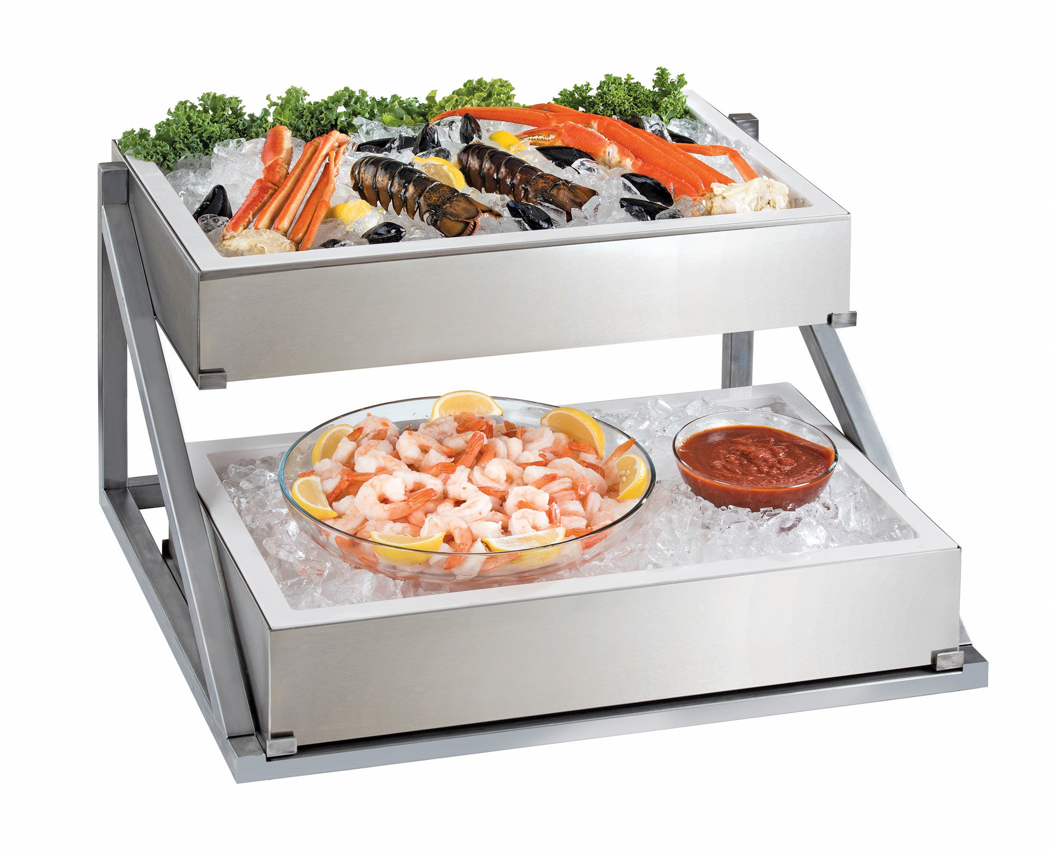 Cal-Mil Metal 2-Tier Angled Ice Housing Display Riser - 26 1/8" x 26" x ...