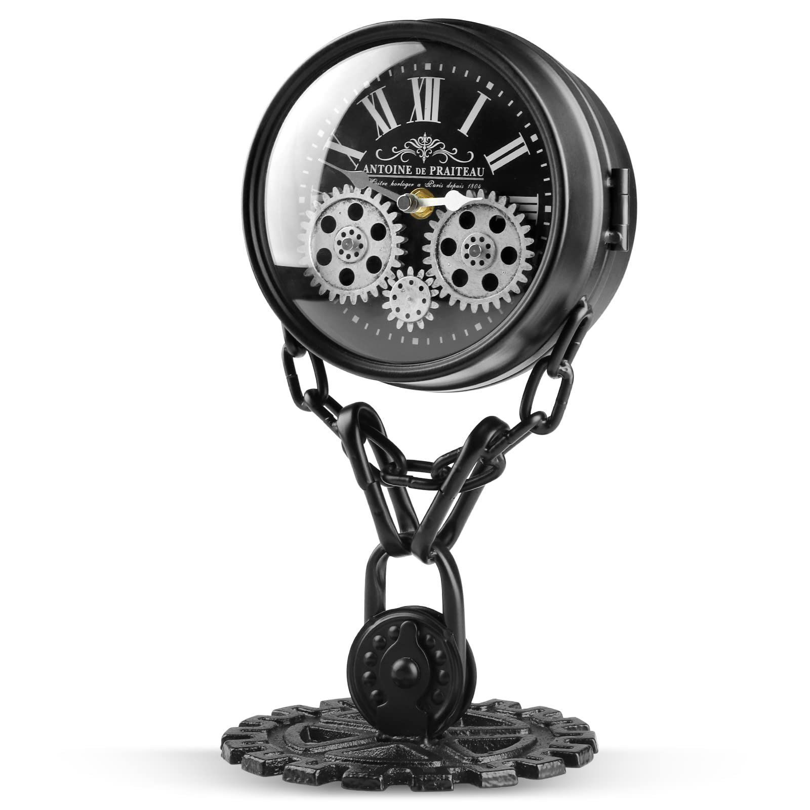 Williston Forge Moving Gear Clock Battery Operated Rustic,Vintage ...