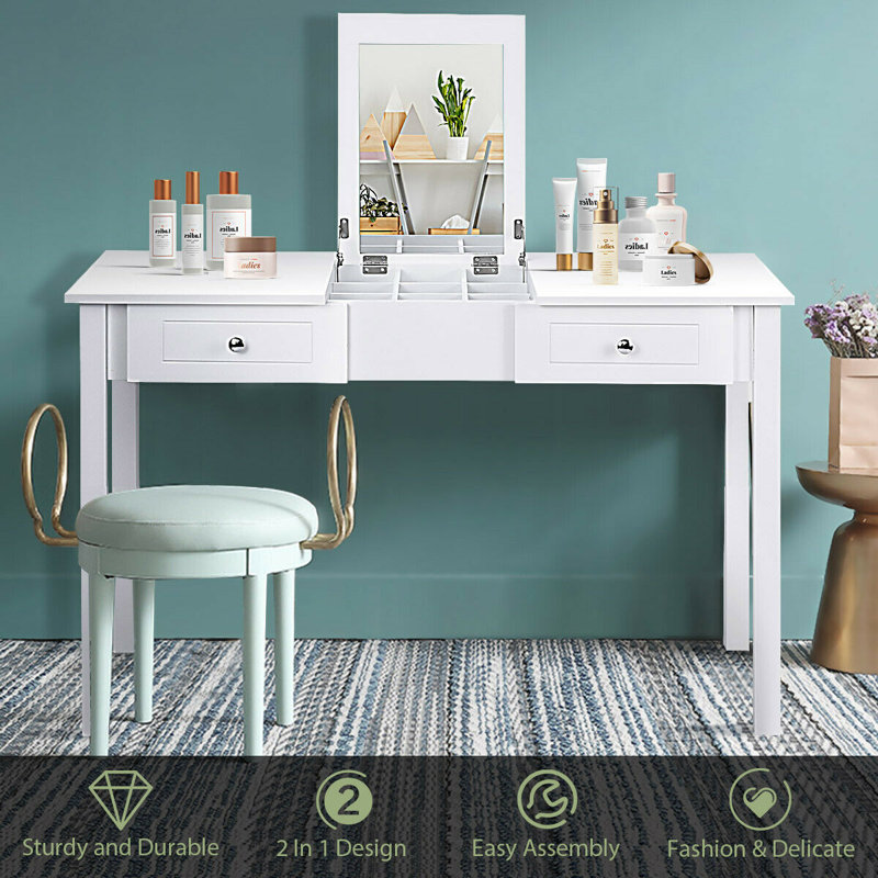 Charlton Home® Kaila Vanity with Mirror & Reviews | Wayfair