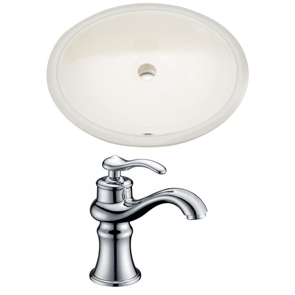 Plumbing N Parts Lavabo de salle de bain ovale encastré en céramique ...