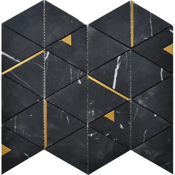 Nesttile Nero Marquina 12" x 12" Marble Brick / Subway Mosaic Tile ...