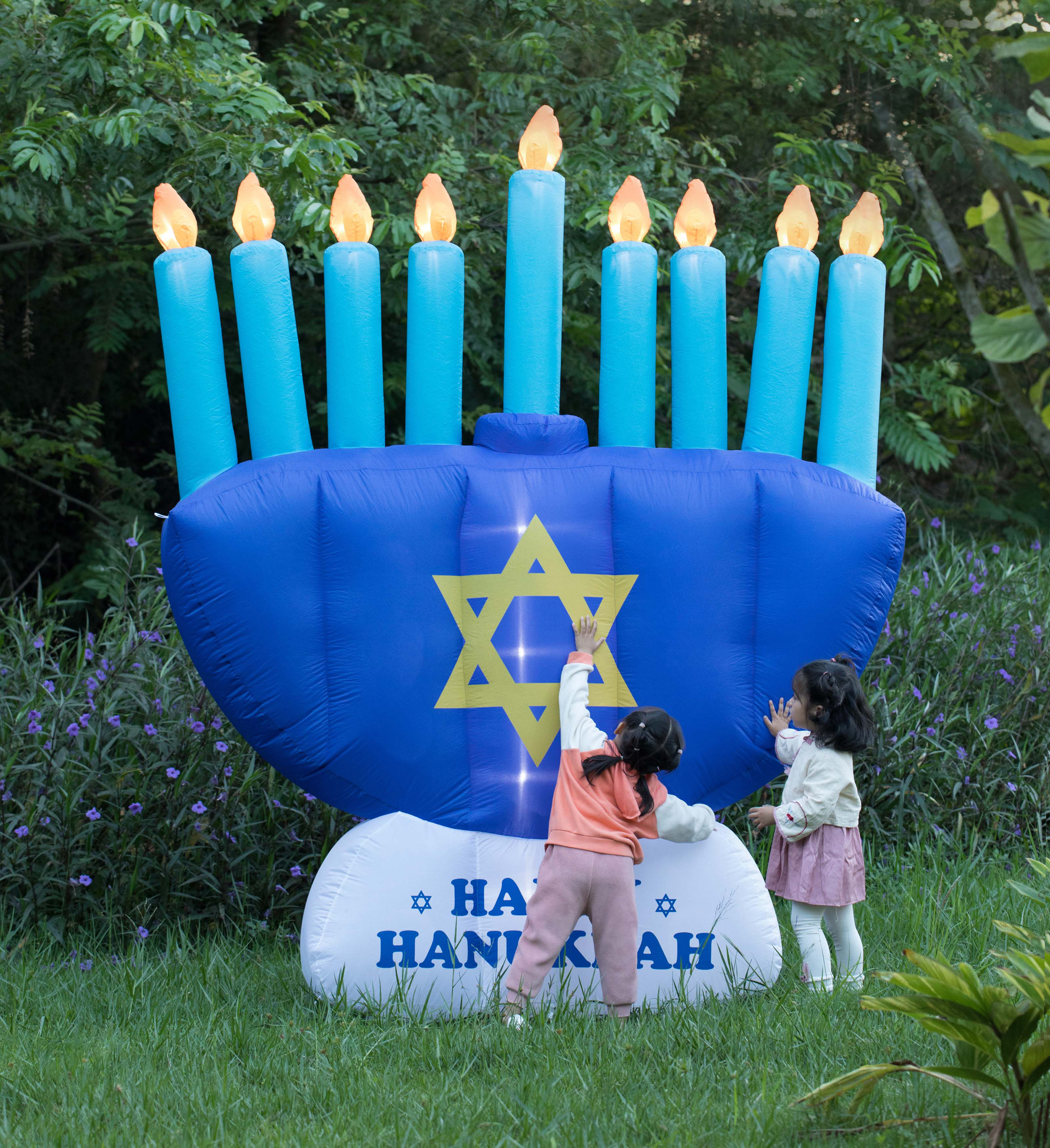 The Holiday Aisle® Giant Hanukkah Inflatable Menorah - Yard Decor With ...