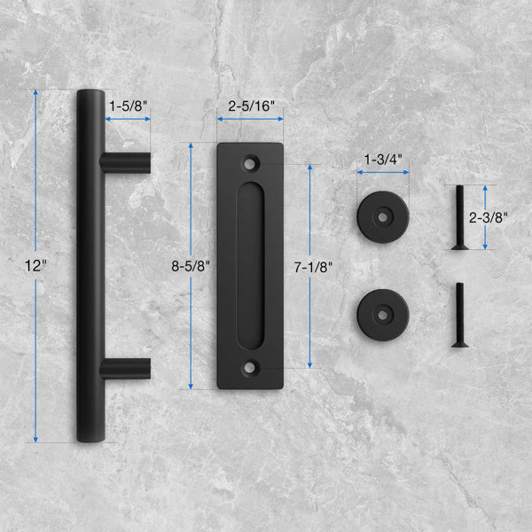 KAYU 12'' Black Carbon Steel Garden Gate Shed Pull Door Handle Two-Side ...