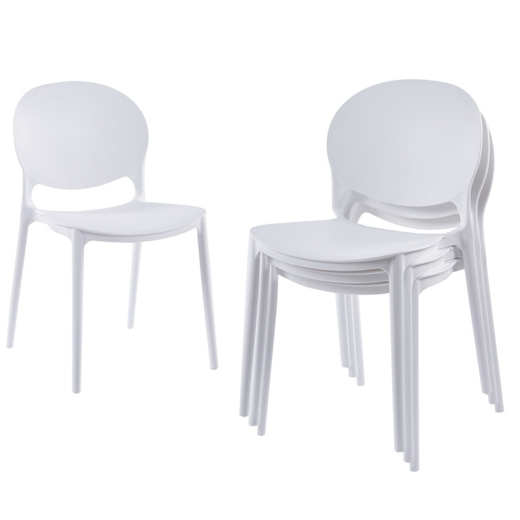 Metro Lane Stoker White Stackable Plastic Chairs (cha203) X 4 | Wayfair ...