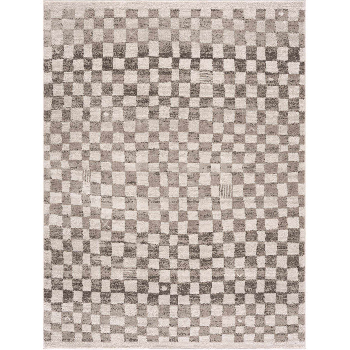 Union Rustic Jasha Checkered Beige/Brown Area Rug & Reviews | Wayfair