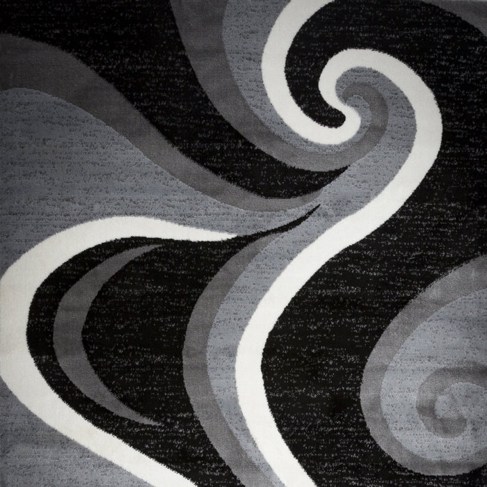 Orren Ellis Calista Abstract Gray/Black Area Rug & Reviews | Wayfair