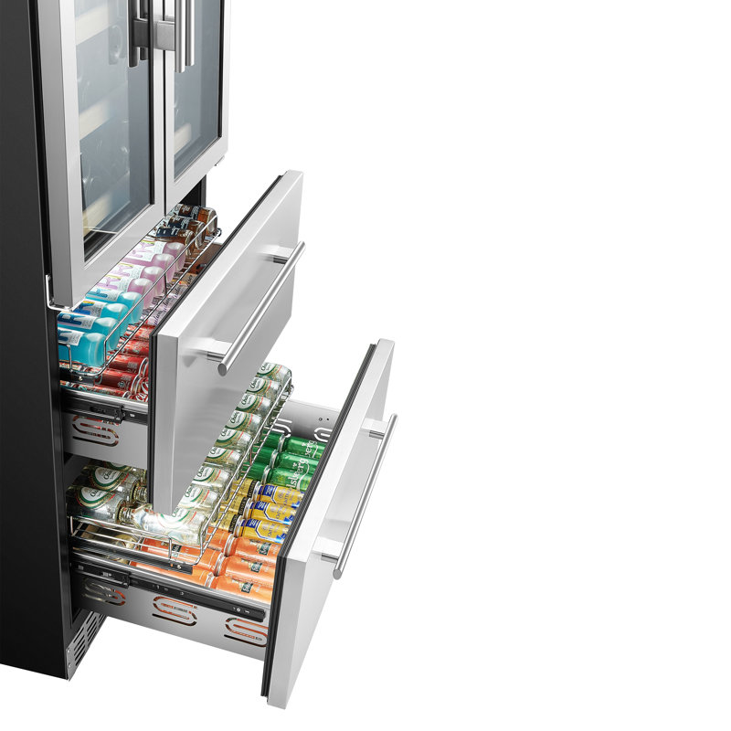 Lanbo 32'' Wine and Beverage Fridge with Double French Doors and Two ...
