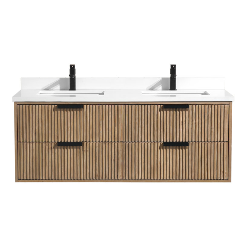 Hokku Designs 55'' Bathroom Vanity With Ceramic Sink, Wall Mounted ...