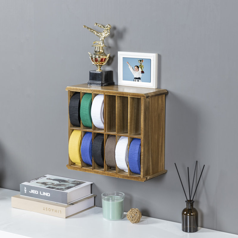 MyGift Acacia Wood Martial Arts Belt Display Holder Case | Wayfair