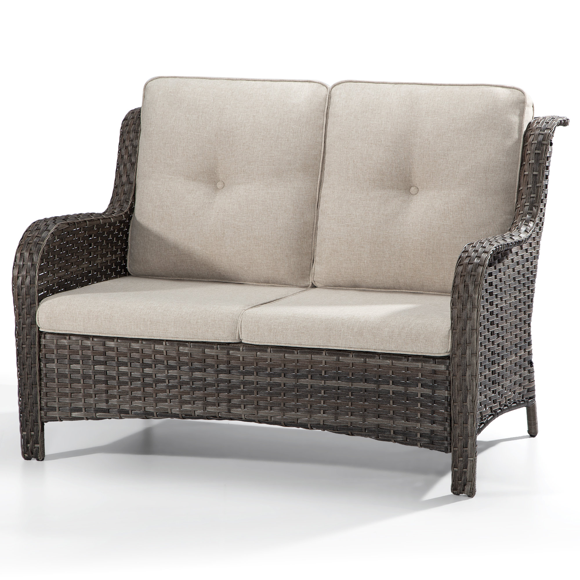 Winston Porter Meikel 49" Wide Outdoor Wicker Reversible Loveseat with ...