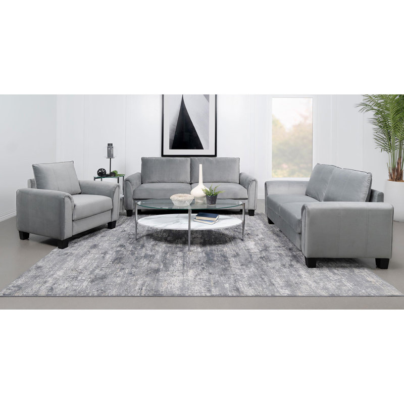 Latitude Run® 3-piece Upholstered Rolled Arm Sofa Grey | Wayfair