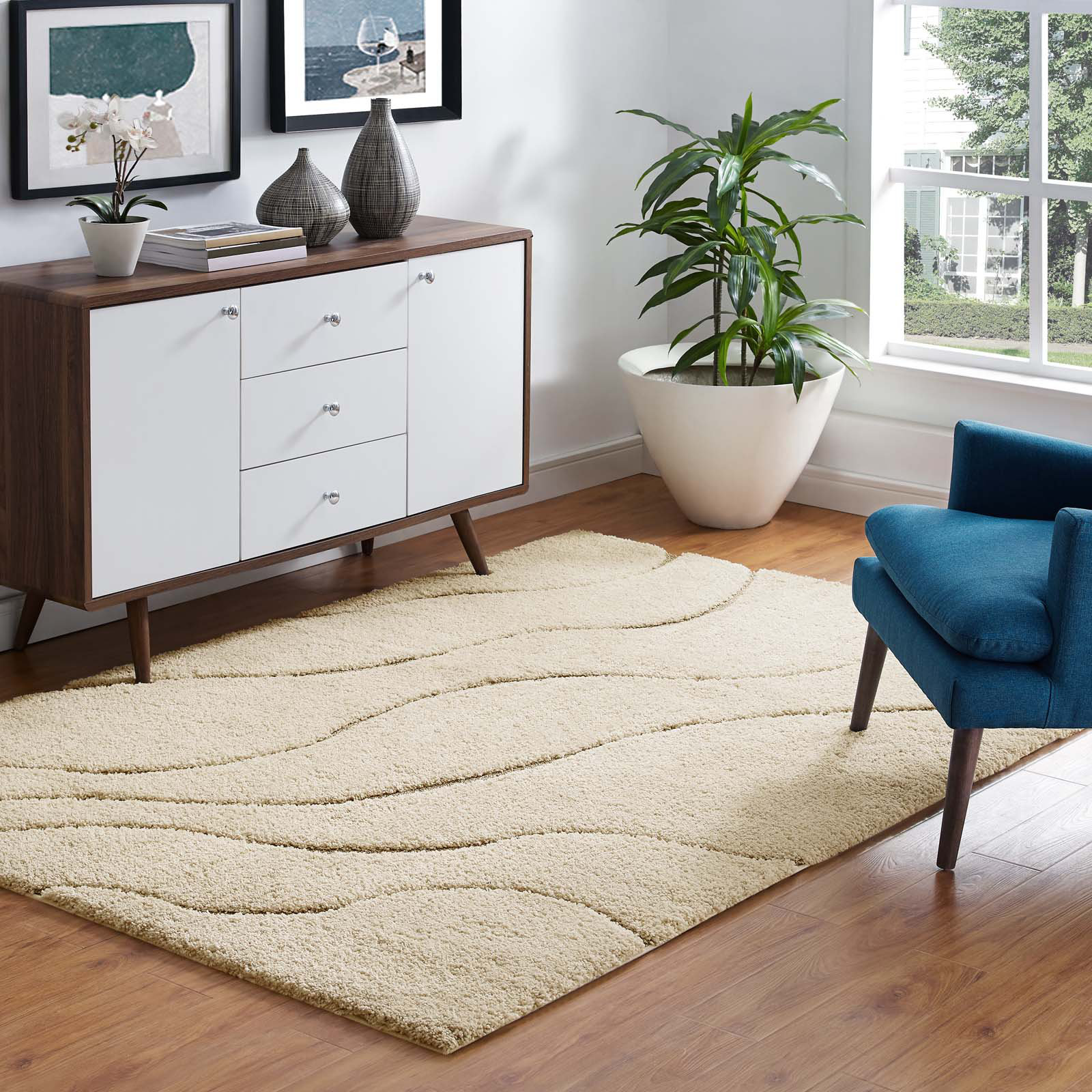 Modway Abound Abstract Swirl Shag Area Rug & Reviews | Wayfair
