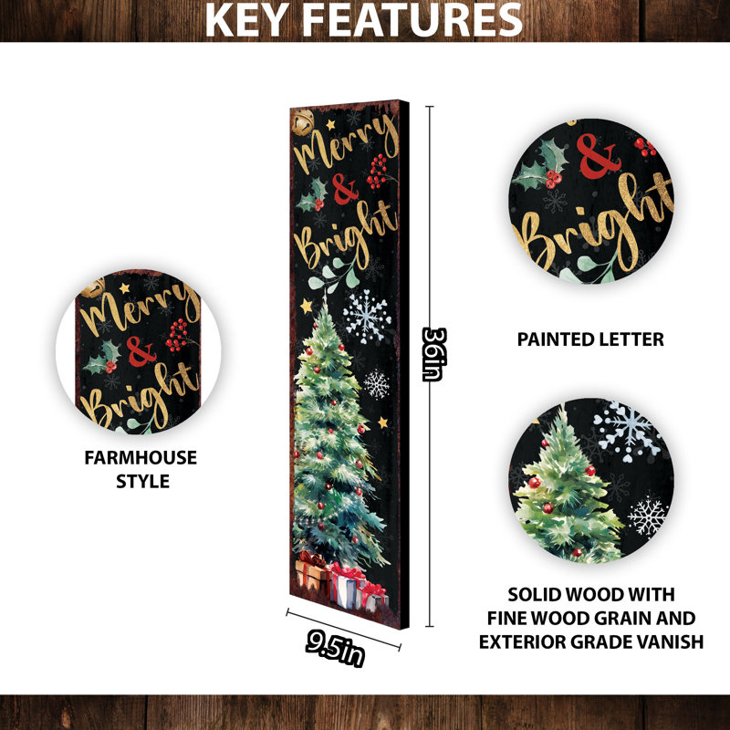 The Holiday Aisle® Merry and Bright Christmas Door Mural | Wayfair