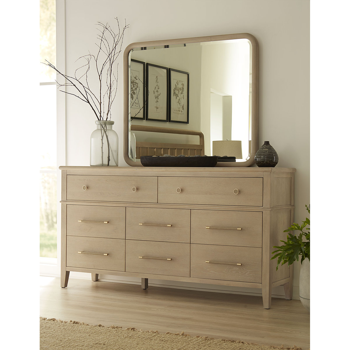 Birch Lane™ Honey Solid Wood Rectangle Dresser Mirror | Wayfair