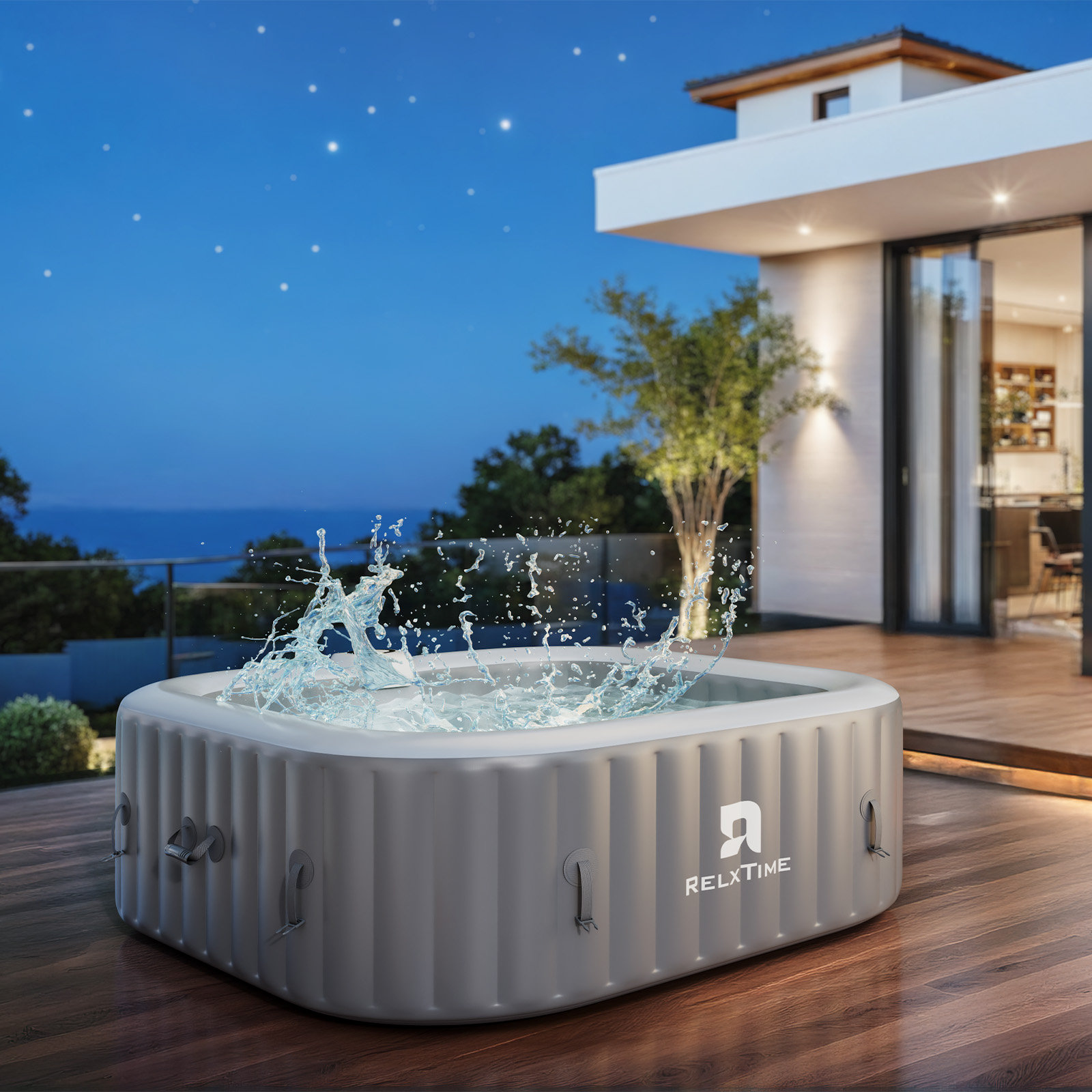 RELXTIME Spa gonflable carré amélioré de 6 personnes Relxtime Proseries ...