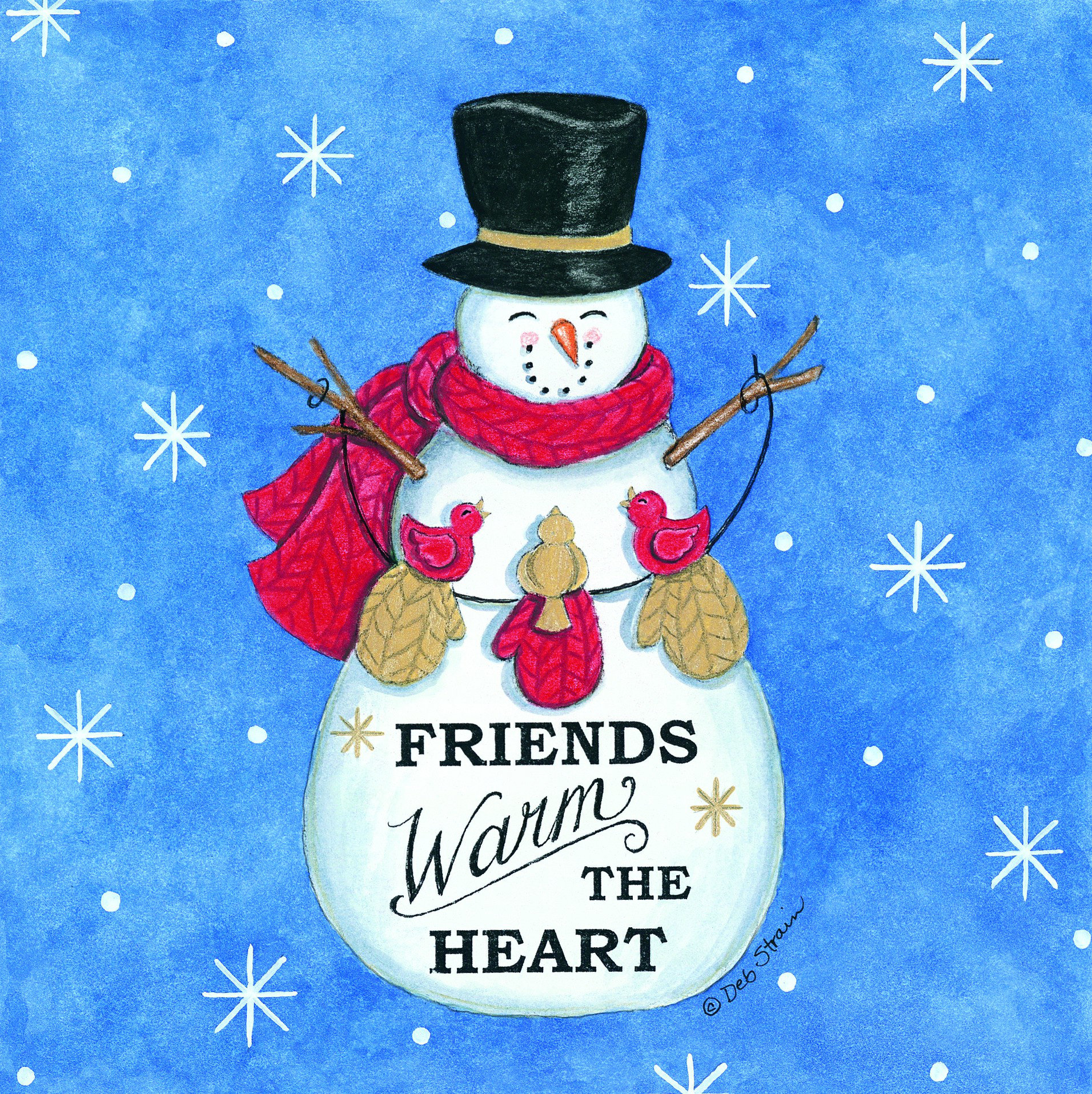 The Holiday Aisle® Friends Snowman by Deb Strain - Print | Wayfair