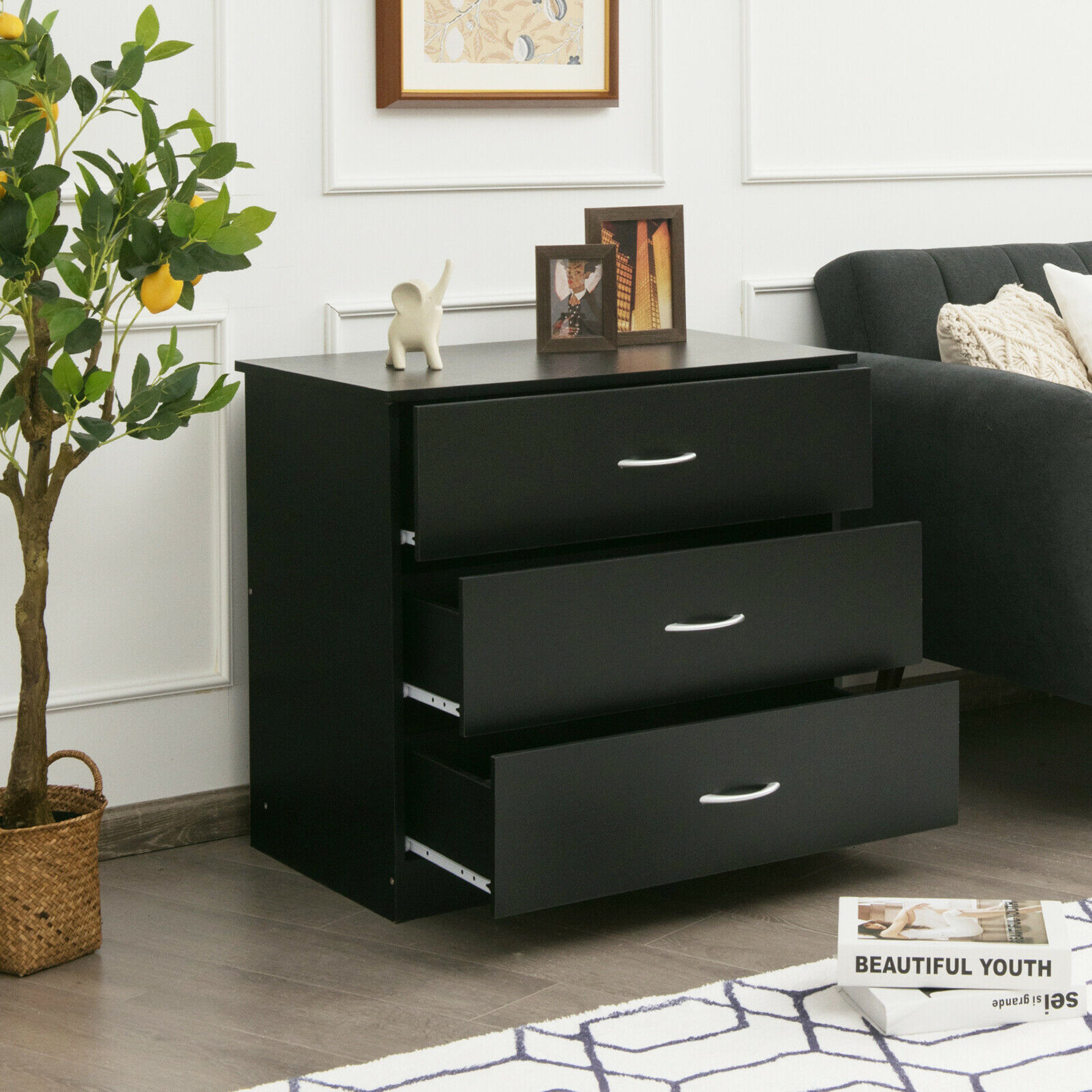 Winston Porter 3 Drawer Dresser Chest Of Drawer W/wide Storage Space ...