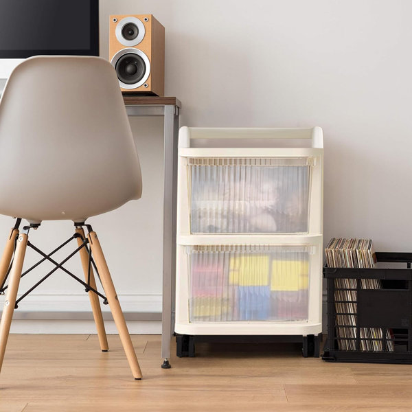 Rebrilliant 2 Drawer Storage Cart, Home Office Plastic Rolling Cart ...