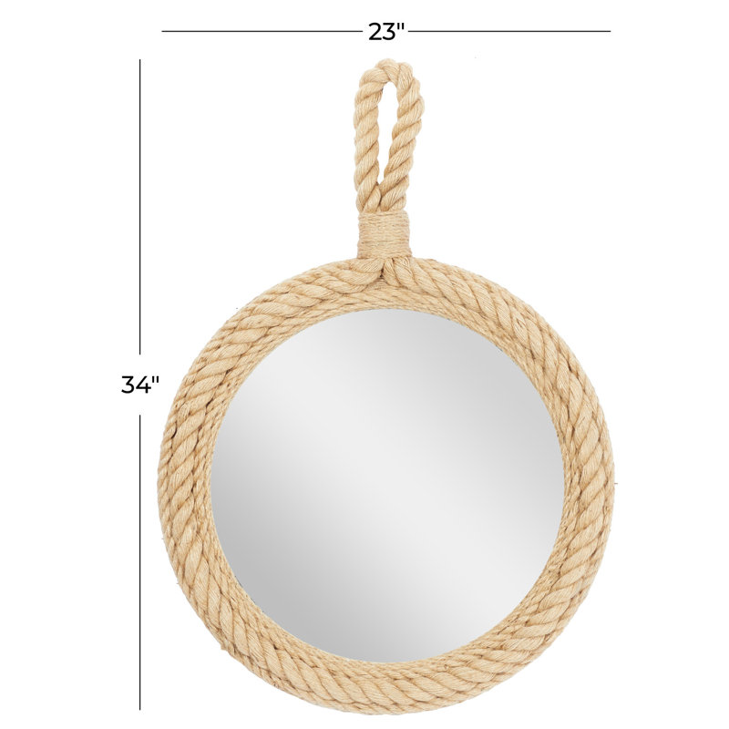 Highland Dunes Jute Rope Small Twisted Rope Room Wall Mirror with ...