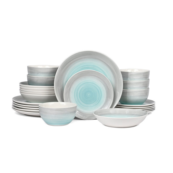 Metro Lane Deauntae 24 Piece Porcelain China Dinnerware Set - Service ...