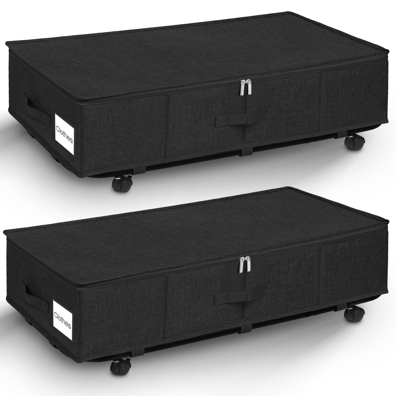 Rebrilliant Under Bed Storage With Wheels Lid, Metal Bottom Support ...