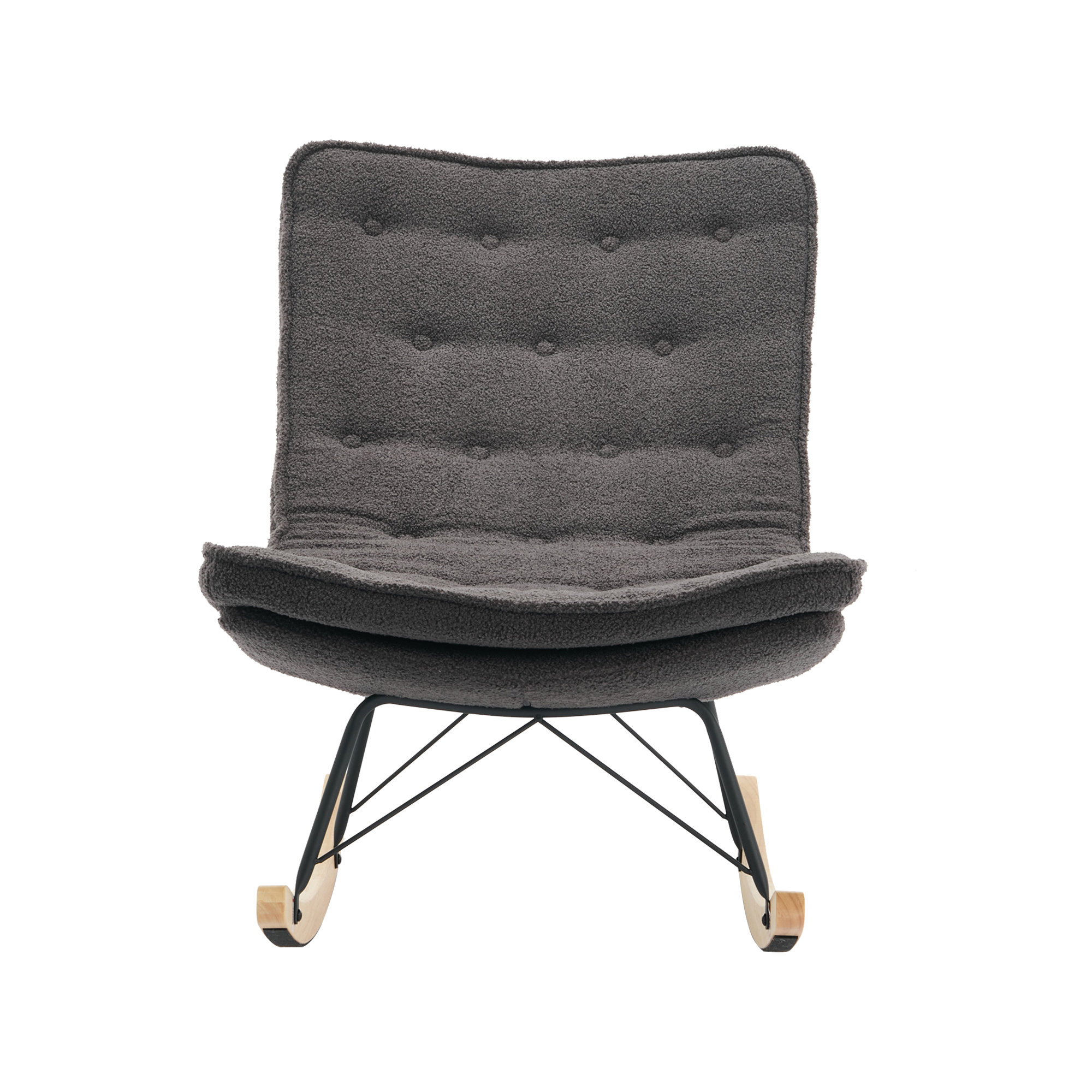 George Oliver Armless Rocking Chair With Wide Backrest, Upholstered ...