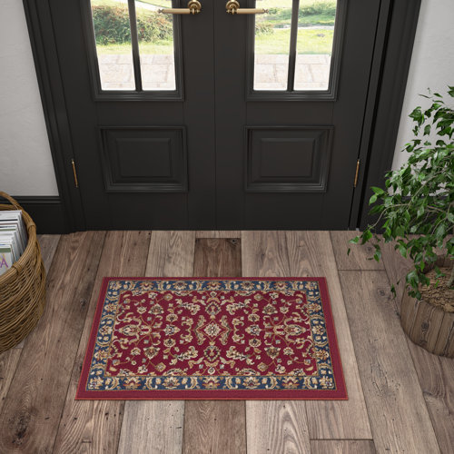 Astoria Grand Clarence Performance Red/Navy Blue Rug & Reviews | Wayfair