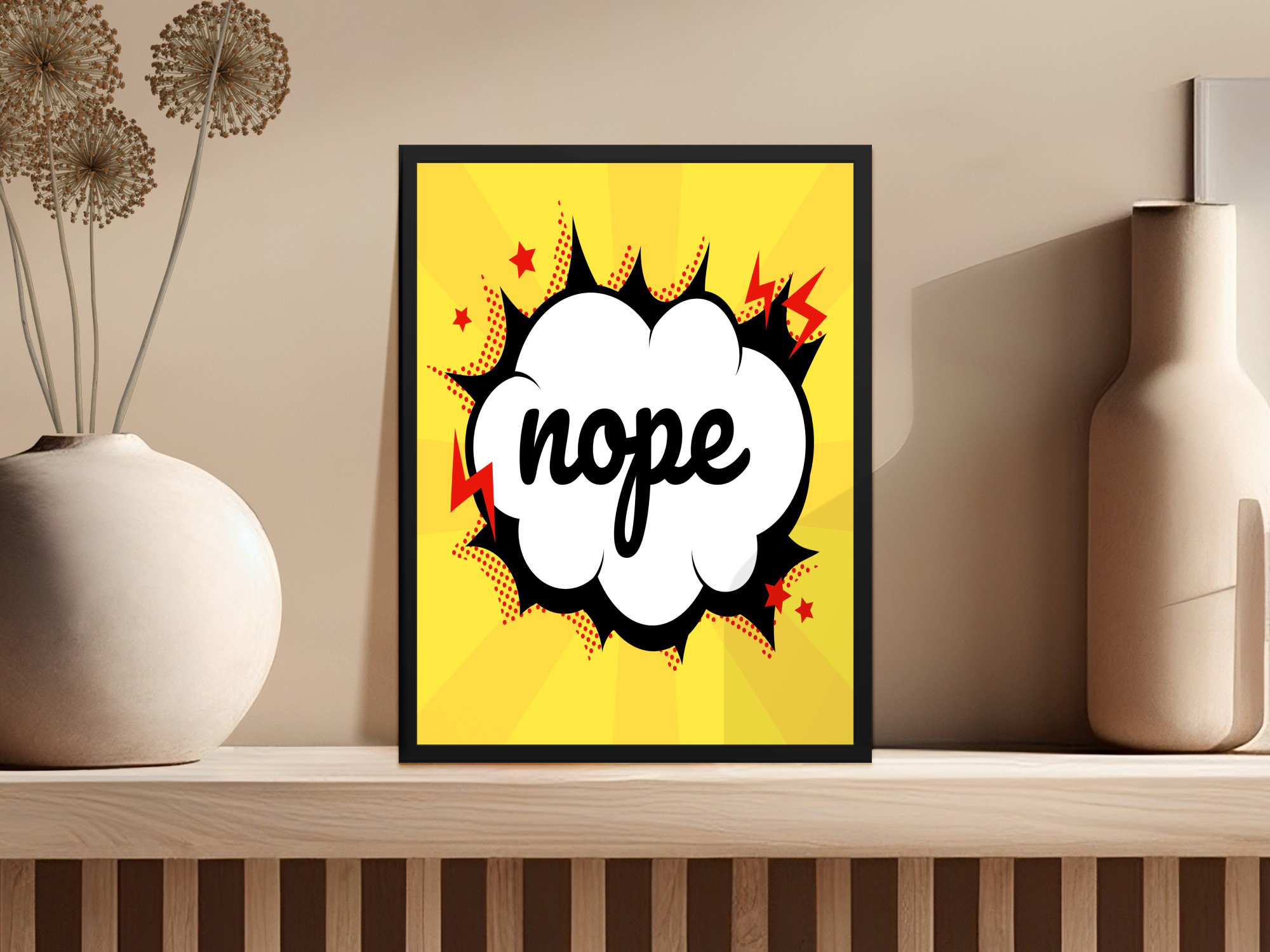 Brayden Studio Nope Comic Style Design For Wall Decor Funny Framed Poster | Wayfair.co.uk